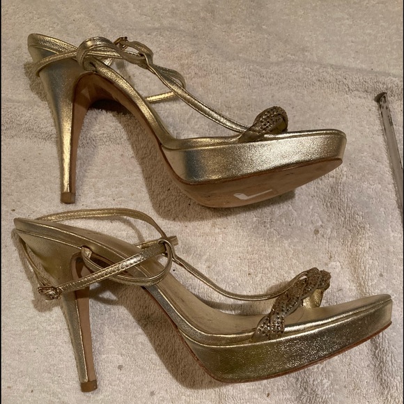 Pelle Pelle | Shoes | Gold With Beading Pelle Brand High Heels Never ...